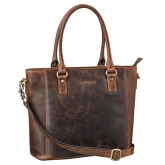 STILORD Abigail Handtasche B&uuml;ro Damen Leder Shopper Vintage Schultertasche Businesstasche elegant f&uuml;r 13,3 MacBooks Arbeitstasche Echtleder, Farbe:soria - bra