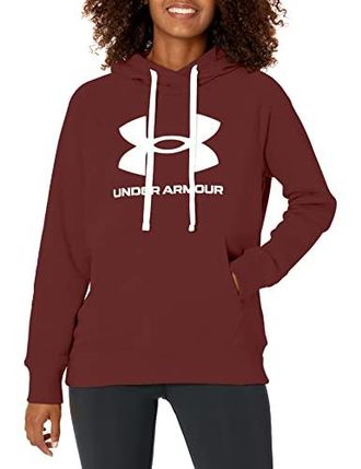Under Armour Sweat à Capuche Rival en Polaire avec Logo pour Femme, (690) Rouge châtaigne/Blanc, X-Large