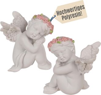 Out of the Blue Vertr&auml;umtes Engelpaar - Polyresin Engelsfiguren - Dekorative Engel Deko f&uuml;r Weihnachten, Tisch & Fensterbank - Perfekte Geschenkidee f&uuml;r Deine Liebste