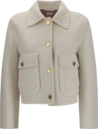 Thom Browne Wool Bell Sleeve Jacket - - Jackets - Damen - Wei&szlig; - L