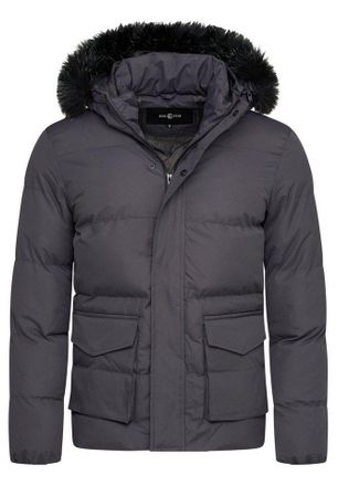 SOULSTAR Winterjacke S2RISOR Parka Lang Puffer Jacke mit Kapuze & abnehmbarem Kunstfell Pufferjacke