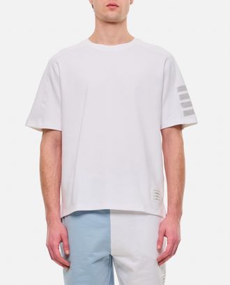 Thom Browne T-shirt Aus Baumwolle Mit 4 Streifen Am Ärmel