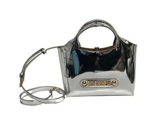 Moschino Sac femme Love main/bandouli&egrave;re en simili cuir miroir argent Taille du sac: Moyen