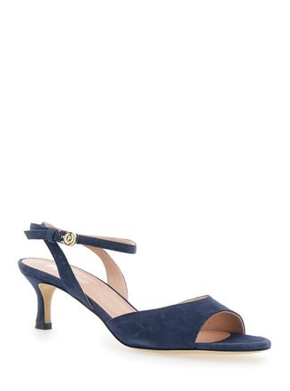 Pollini Womens Heeled Sandals Blue Leather Straps