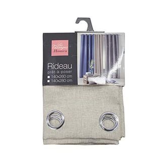 Douceur d'Int&eacute;rieur Homea Vorhang mit &Ouml;sen, Polyester, Polyester, leinen, 260x140 cm