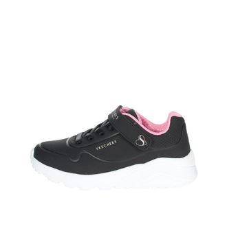 Skechers Jungen Mädchen UNO Lite Sneaker, Black Synthetic/Rose Gold Trim, 25 EU