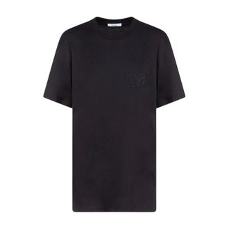 Max Mara Femme, Tops, Noir, Taille: 36 FR T-Shirt Noir Logo Brodé