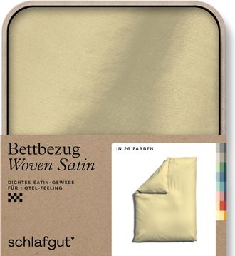 Schlafgut Woven Satin Bettwäsche 155x220cm Bettdecke Bezug einzeln, Yellow Mid Uni in Hotelqualität mit 100% Baumwolle