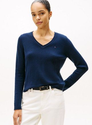Tommy Hilfiger Strickpullover SOFT WOOL V-NK SWEATER aus reiner Wolle
