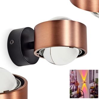 HOFSTEIN Wandleuchte Sapri, moderner Wandstrahler aus Metall/Glas in Kupferfarben/Schwarz/Klar, 1x G9 max. 28W, Up&Down Leuchte, Lieferumfang: 2x Farbfilter ma
