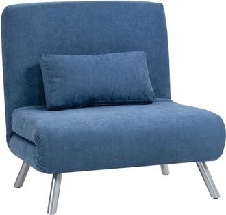 HOMCOM Canap&eacute;-lit 2 en 1, pliable, avec fonction lit, fauteuil de relaxation, avec dossier r&eacute;glable, coussin amovible, aspect velours, lit dinvit&eacute;s, jusqu&agrave; 1