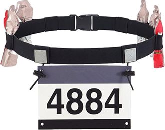 Generico Laufnummerng&uuml;rtel: reflektierender -L&auml;tzchenhalter, verstellbar, verschlei&szlig;fester Laufg&uuml;rtel mit 6 Gelschlaufen f&uuml;r, Radfahren, Jogging