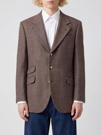 Brunello Cucinelli Blazer droit en pure laine vierge &agrave; revers en pointe
