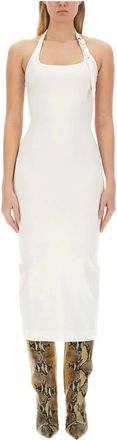 The Attico Femme, Robes, Blanc, Taille: 38 FR Robe Midi Dos Nu &agrave; Boucle