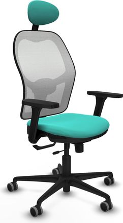 Piqueras y Crespo Ergonomischer Telearbeitsstuhl mit 3D-Armen, h&ouml;henverstellbarer Lendenwirbelst&uuml;tze und festem Kopfteil, ausgestattet mit Syncro/Traslack und injiziert