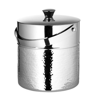 Fink doppelwandiger Eiswürfelbehälter 21 cm gehämmerter Edelstahl Eiseimer mit Deckel