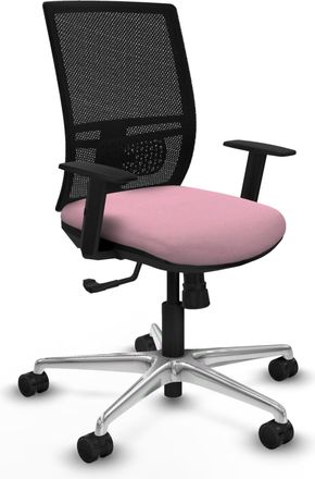 Piqueras y Crespo Yunquera Schreibtischstuhl mit 1D-Armen, h&ouml;henverstellbare Lendenwirbelst&uuml;tze, ausgestattet mit Sincro 4 Positionen und Schneideschaum, Schwarz/Rosa