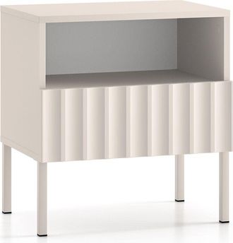 Selsey Derriva - Table de chevet avec fa&ccedil;ades cannel&eacute;es - 50 cm beige clair - Selsey