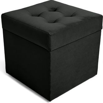 MG Design Polsterhocker 45 x 45 cm Dunkelgrau mit großem Stauraum (ca. 50 L), bis 300 kg belastbar, weich mit dezentem Schimmer, pflegeleicht - Wohnbereich, Sch