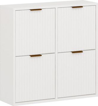 Pascal Morabito Schuhschrank mit 4 Klappf&auml;chern - Wei&szlig; und Gold - FRALYN