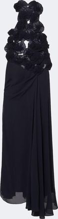 Victoria Beckham Robe longue en soie &agrave; appliqu&eacute;s floraux