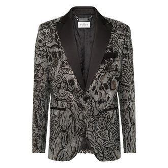 Philipp Plein Homme, Vestes, Noir, Taille: 3XL Blazer Lord Fit Tattoo