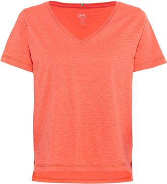 Camel Active Damen V-Neck T-Shirt aus Organic Cotton Melone, Womenswear-XS