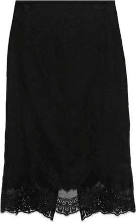 Twinset Femme, Jupes, Noir, Taille: 40 FR Lace-trims Fitted Skirt