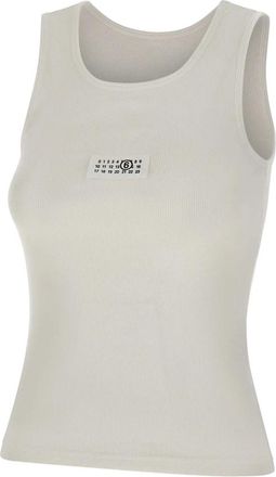 Maison Margiela Femme, Tops, Blanc, Taille: 42 FR D&eacute;bardeur en jersey c&ocirc;tel&eacute;