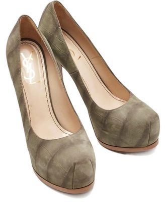 Saint Laurent Gesteppte Wildleder-Pumps 150mm - Gr&uuml;n