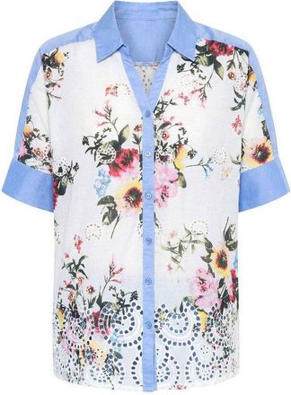 Miamoda Longbluse Bluse Loose Fit Materialmix