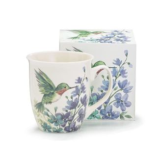Generic Tasse mit Kolibri-Motiv, lila Blumen, 473 ml