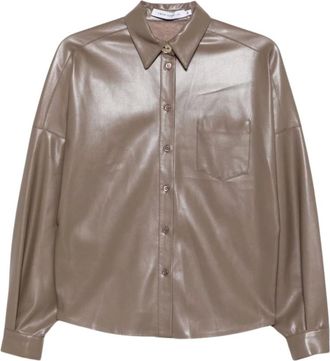 Simona Corsellini Femme, Blouses et Chemises, Brun, Taille: 38 FR Chemise manches longues