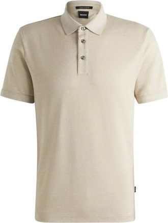 HUGO BOSS Polo en maille de coton et lin - Homme - Tops - Beige - Taille: 2XL