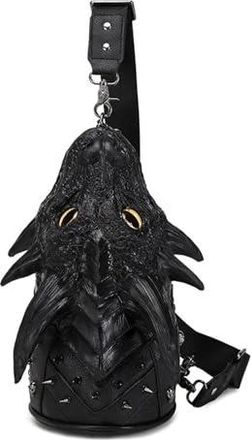 Generic Sac bandouli&egrave;re &eacute;l&eacute;gant en cuir 3D dinosaure pour hommes et femmes, sac &agrave; dos multifonctionnel pour couples