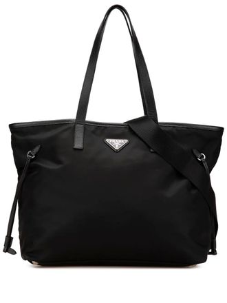 Prada 2013-2024 Tessuto Saffiano Open Convertible Tote Satchel-Tasche - Schwarz