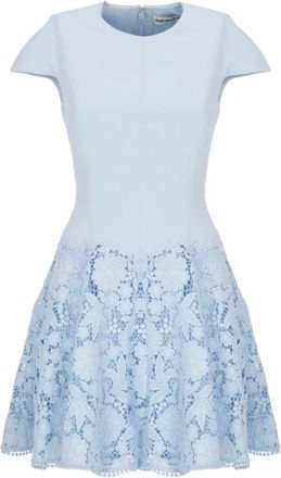 Self Portrait Femme, Robes, Bleu, Taille: 34 FR Crepe Lace Midi Dress