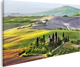 Islandburner Bild auf Leinwand Toskana Landschaft Sonnenaufgang Bauernhaus Weinberg Bilder Wandbilder Poster