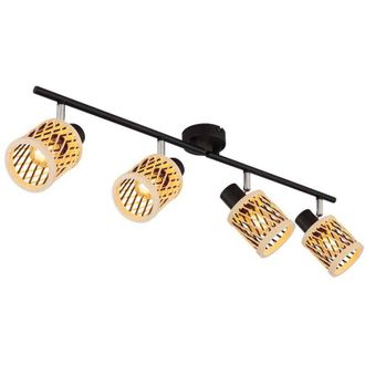 Globo Lighting Plafonnier spot de plafond orientable en bambou noir mat L 70 cm