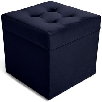 MG Design Polsterhocker 45 x 45 cm Marineblau mit gro&szlig;em Stauraum (ca. 50 L), bis 300 kg belastbar, weich mit dezentem Schimmer, pflegeleicht - Wohnbereich, Sch