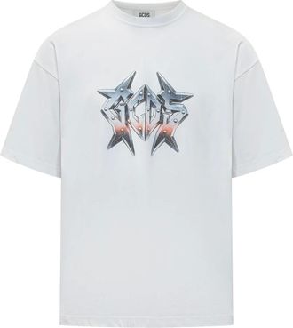 GCDS Gcds, Homme, Tops, Blanc, Taille: M T-shirt Logo &agrave; clous