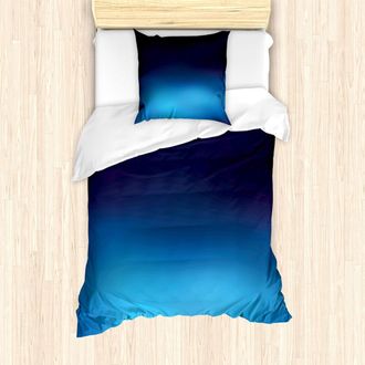 Abakuhaus Marine Bettbezug Set, Blau Ombre Ozean inspiriert, Milbensicher Allergiker geeignet mit Kissenbez&uuml;gen, 135 cm x 200 cm - 80 x 80 cm, Dunkelblau