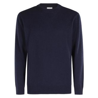 Eleventy Blauer Cashmere-Tipped Rundhalsausschnitt Pullover - - Knitwear - Herren - Blau - XL