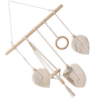 Valiclud DIYEAH Boho Makramee Haarschleifen Organizer H&auml;ngeaufbewahrung Wanddeko aus Baumwollseil Beige Handgefertigter Stirnband Halter f&uuml;r Zuhause Kreativer 