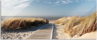 Pixxprint Glasbild Panorama, Wandbild aus Echtglas, Weg zum Strand durch die D&uuml;nen, 100x40 cm, inkl. Aufh&auml;ngung und Abstandshalter