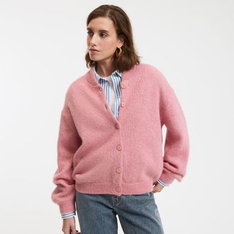 La Redoute Collections Cardigan Col Montant Grosse Maille Alpaga M&eacute;lang&eacute;