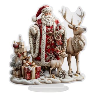 Generico Weihnachtsschilder | Weihnachtsschild aus Acryl 2D Weihnachtsmann und Rentier | Partyzubeh&ouml;r und Weihnachtsdekoration f&uuml;r Arbeitszimmer, Zuhause, B&uuml;ch