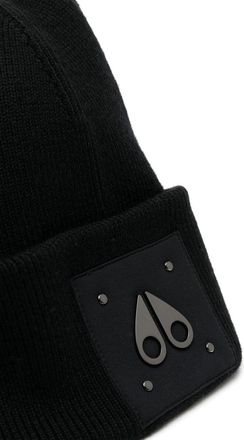 Moose Knuckles M34MA574 Ribbed Wool Winter Hat - Black