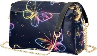 Mnsruu Sacs à bandoulière pour femme, sac à main en cuir avec papillons volants fluo