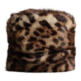 Dolce & Gabbana Femme, Accessoires, Brun, Taille: 57 CM Chapeau seau en fausse fourrure l&eacute;opard